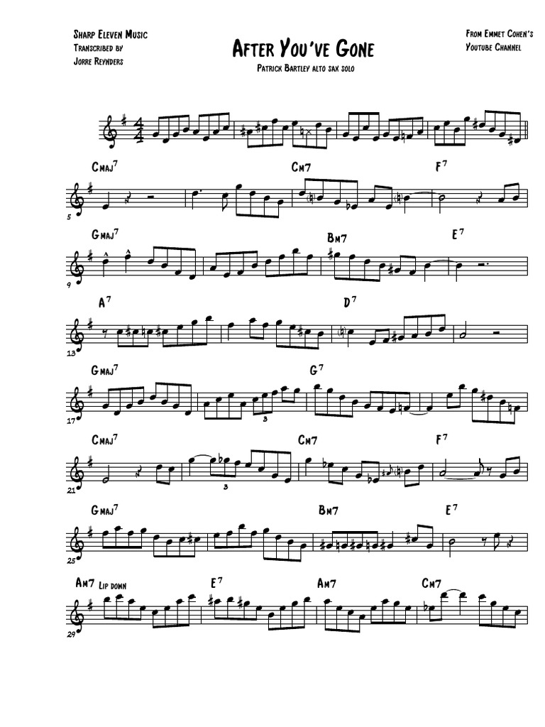 Patrick Bartley - After You'Ve Gone (Eb-Instruments) | PDF