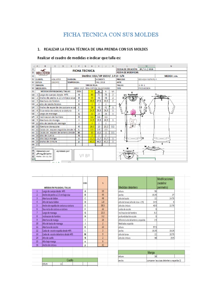 Ficha Tecnica Con Sus Moldes | PDF