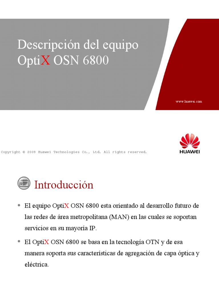 OptiX OSN 6800 Hardware Description ISSUE1.05 (Es) | PDF