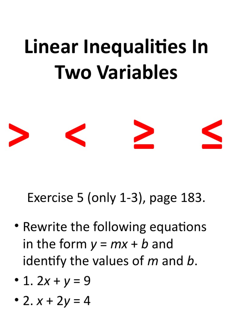 1 Linear Inequalities in Two Variables | Download Free PDF | Inequality (Mathematics) | Algebra