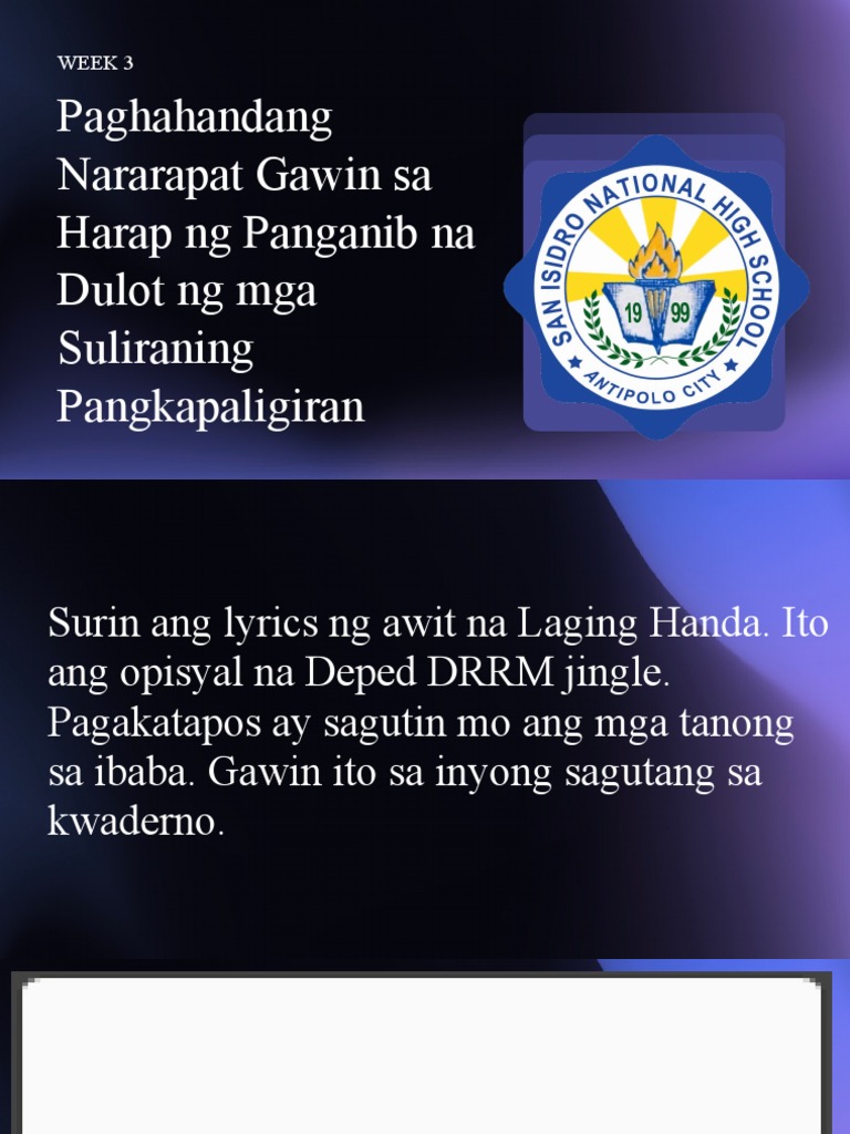 W3-Paghahandang Nararapat Gawin Sa Harap NG Panganib Na Dulot NG Mga ...