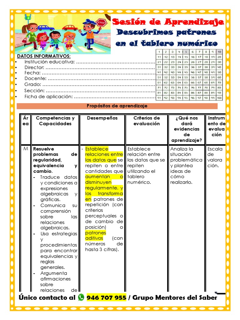3° SESIÓN DÍA 3 MAT DESCUBRIMOS PATRONES EN EL TABLERO NUMÉRICO ...