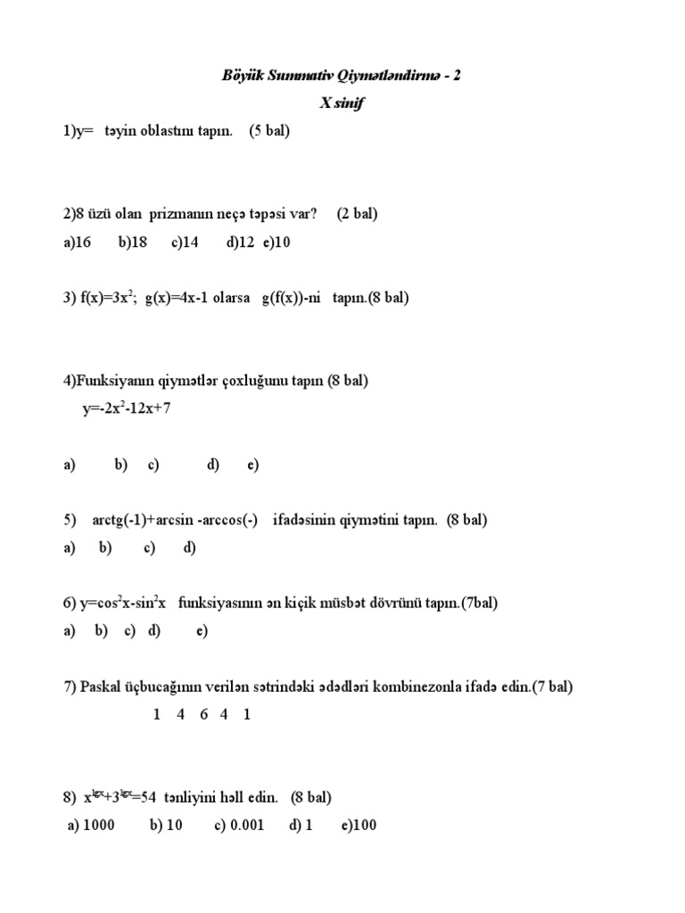 BSQ 2 10-Cu Sinif 2023 (1) 1111 | PDF