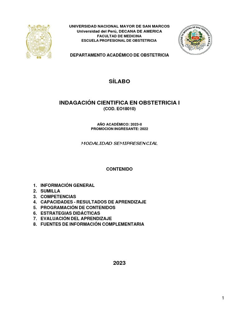 SILABO ICO I - II SEM 2023 Aprobado | PDF