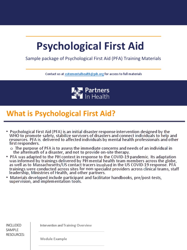 PFA Training for Health Responders | PDF | Career & Growth