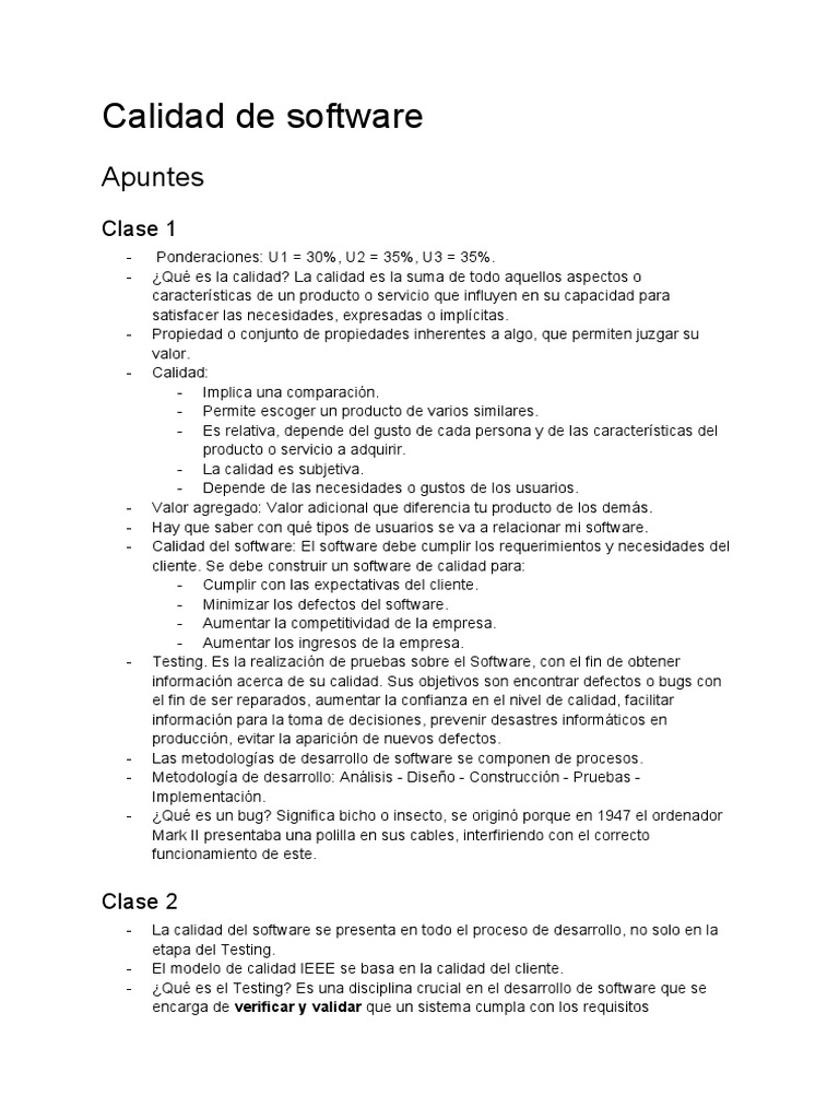 Calidad de Software | PDF | Software | Pruebas de software