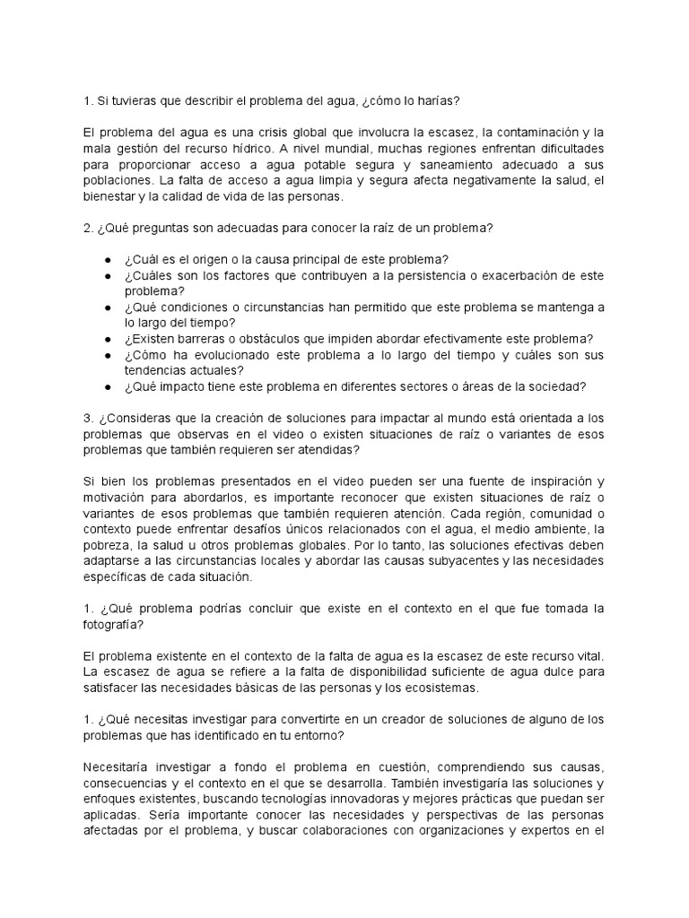 Diario de reflexiones Unidad 4. Identificación de problemas | PDF | Agua | Pensamiento