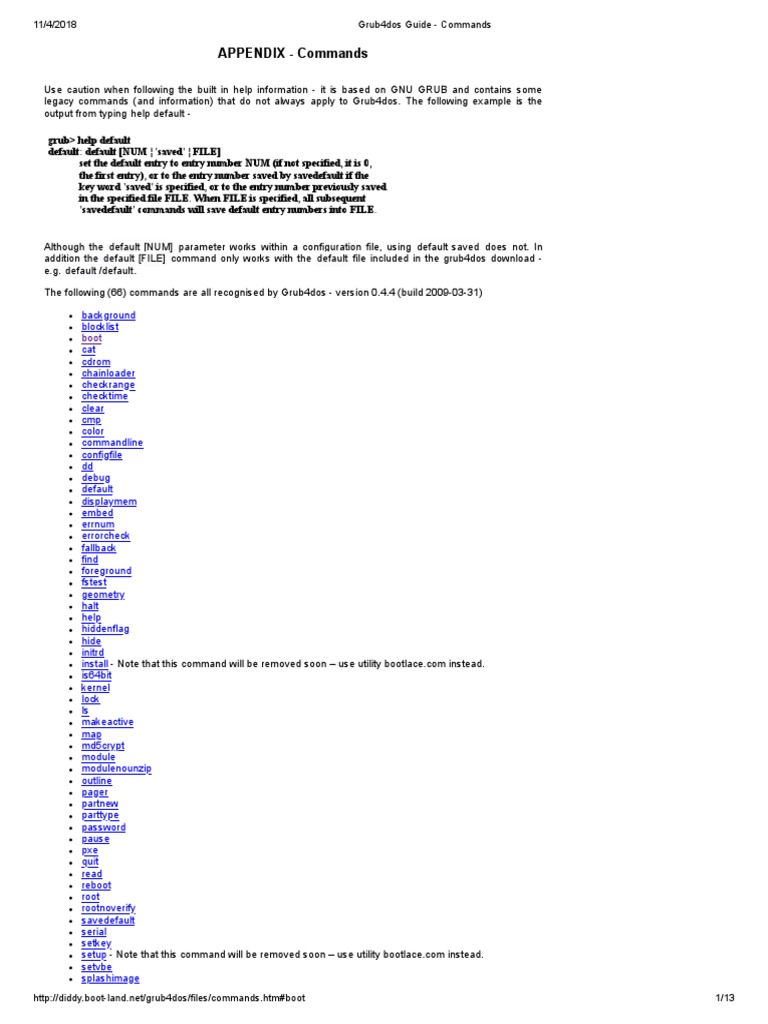 Grub4dos Guide Commands Pdf Booting Command Line Interface 3657