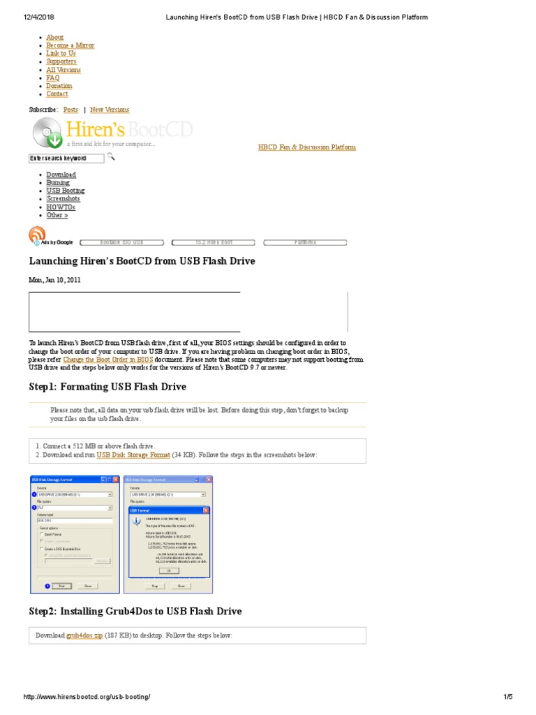 Launching Hiren's BootCD from USB Flash Drive _ HBCD Fan & Discussion ...