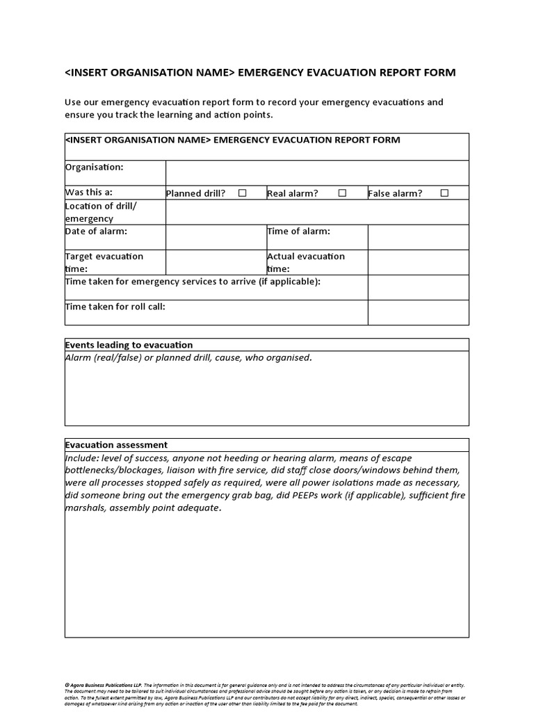 Emergency Evacuation Report Form | PDF | Emergency Evacuation | Justice