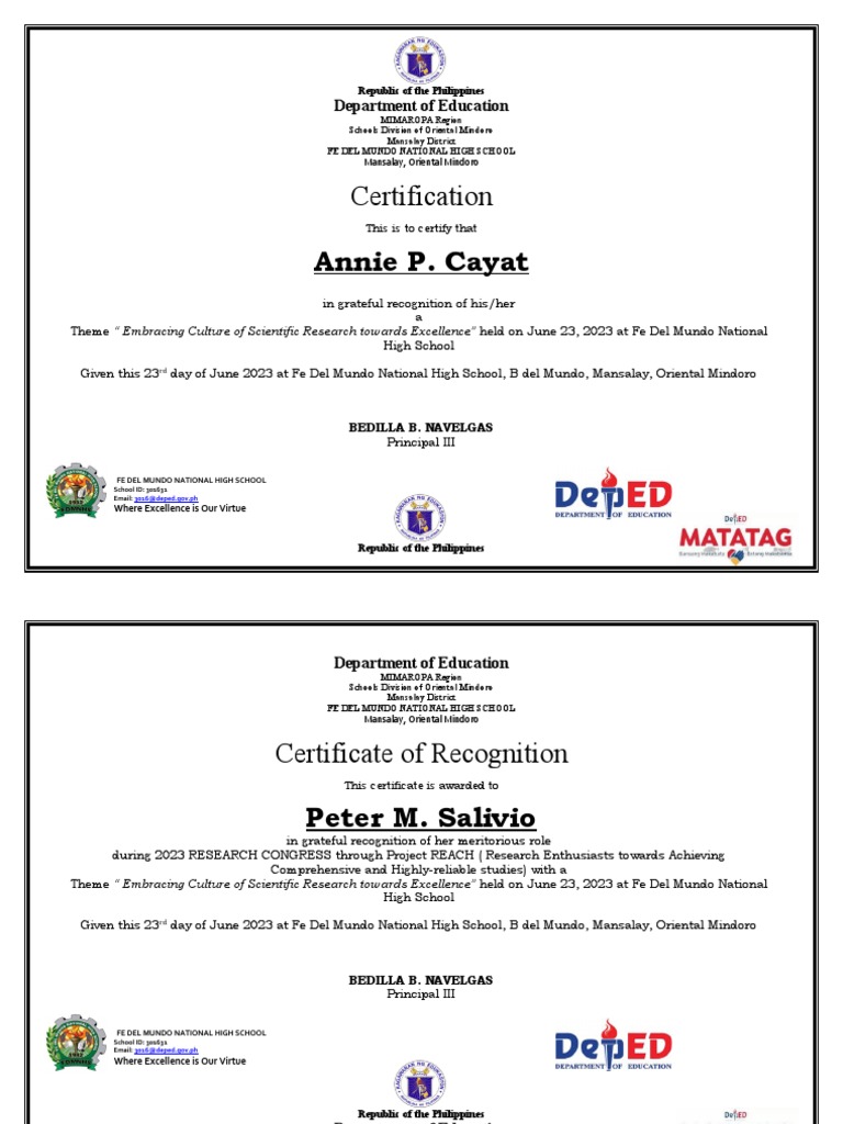 Annie Cayat-Certification | PDF | Government | Philippines