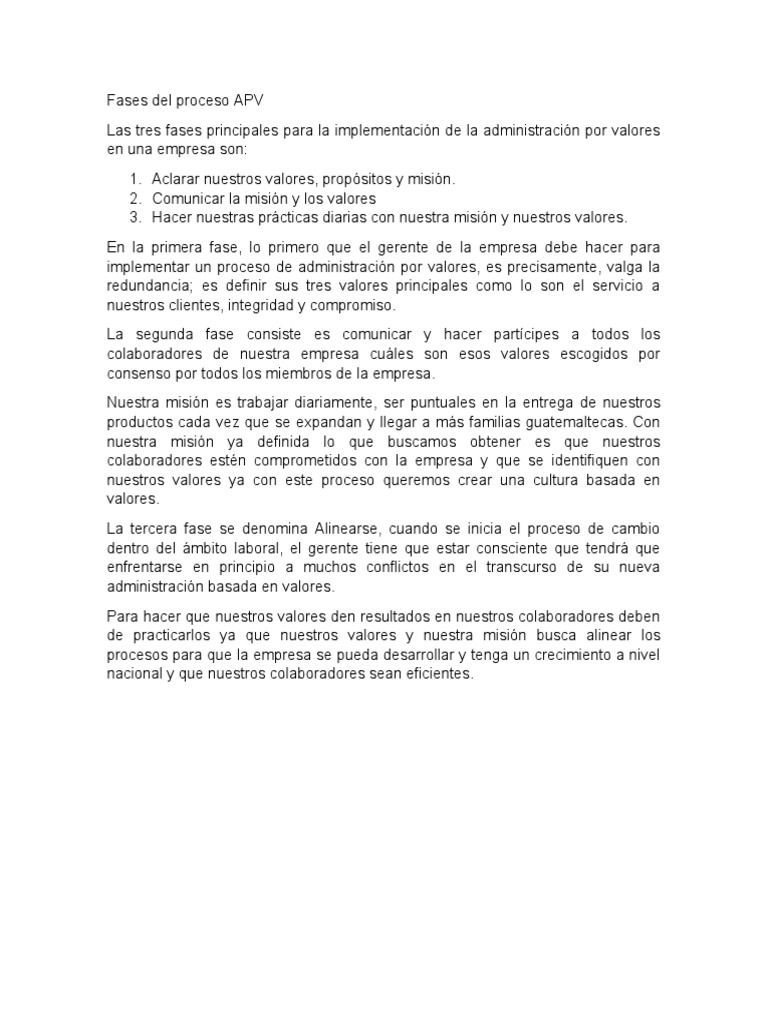 Fases Del Proceso APV | PDF