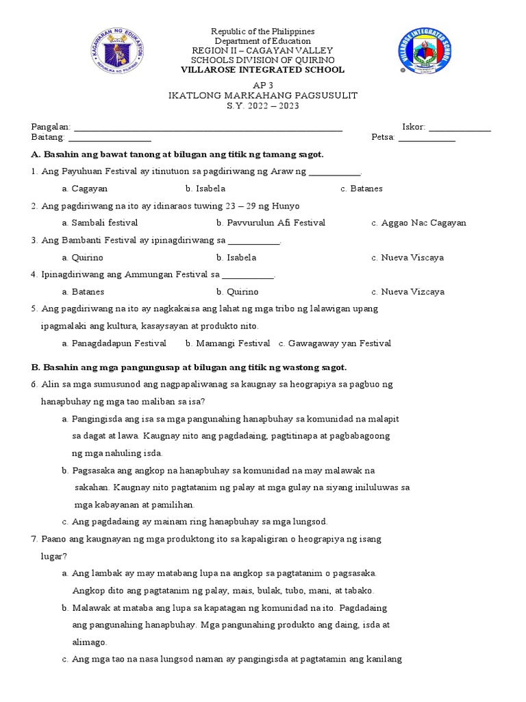 Ap 3 Q3 Periodical Exam | PDF
