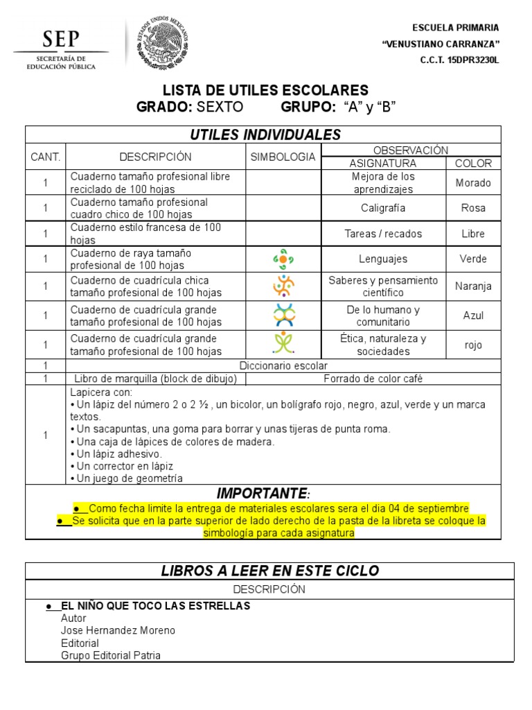 Lista Actualizada de Utiles | PDF
