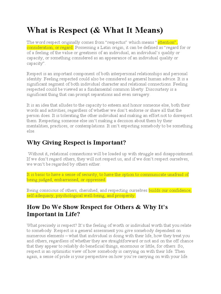 What Is Respect | PDF | Dignity | Self Esteem