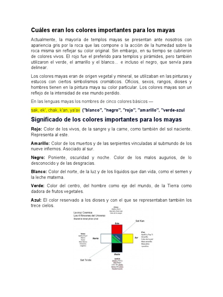 Cuáles Eran Los Colores Importantes para Los Mayas | PDF | Civilización ...