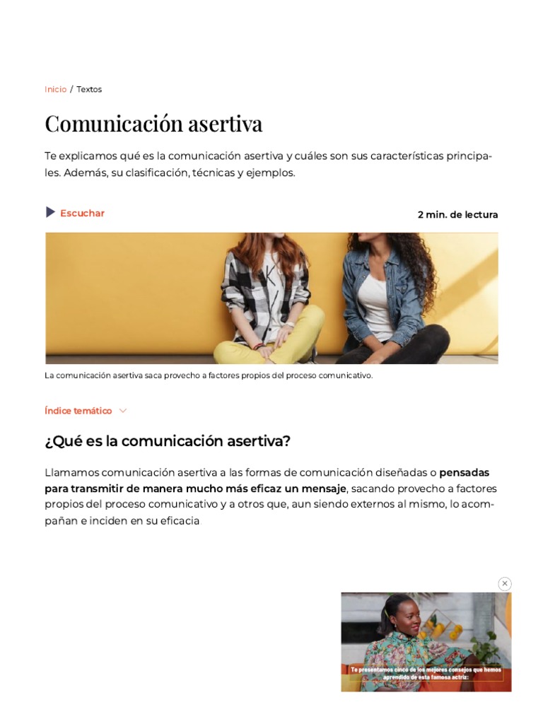 Comunicación Asertiva - Concepto, Tipos, Técnicas y Ejemplos | Descargar gratis PDF ...