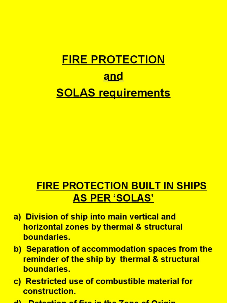 UNIT - 5 - FIRE PROTECTION and SOLAS Requirements | PDF | Fires | Door