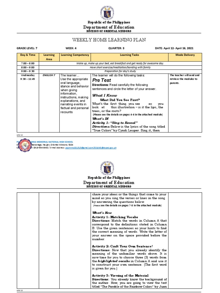 Eng7 WHLP-week4 Q3 | PDF