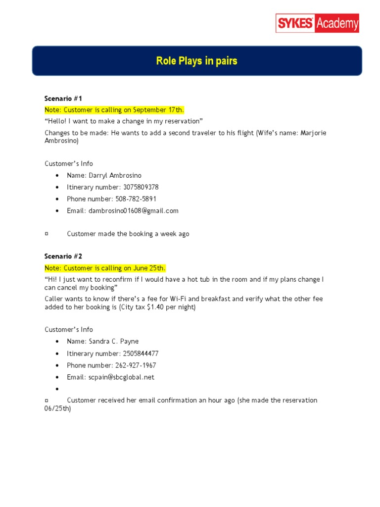 Role-Play Scenarios | PDF