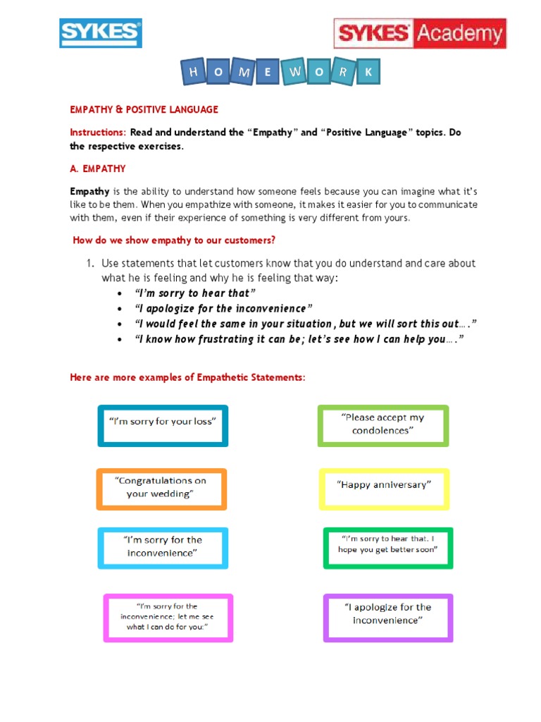 Homework Day 5 - Empathy and Positive Language | PDF | Empathy | Insurance