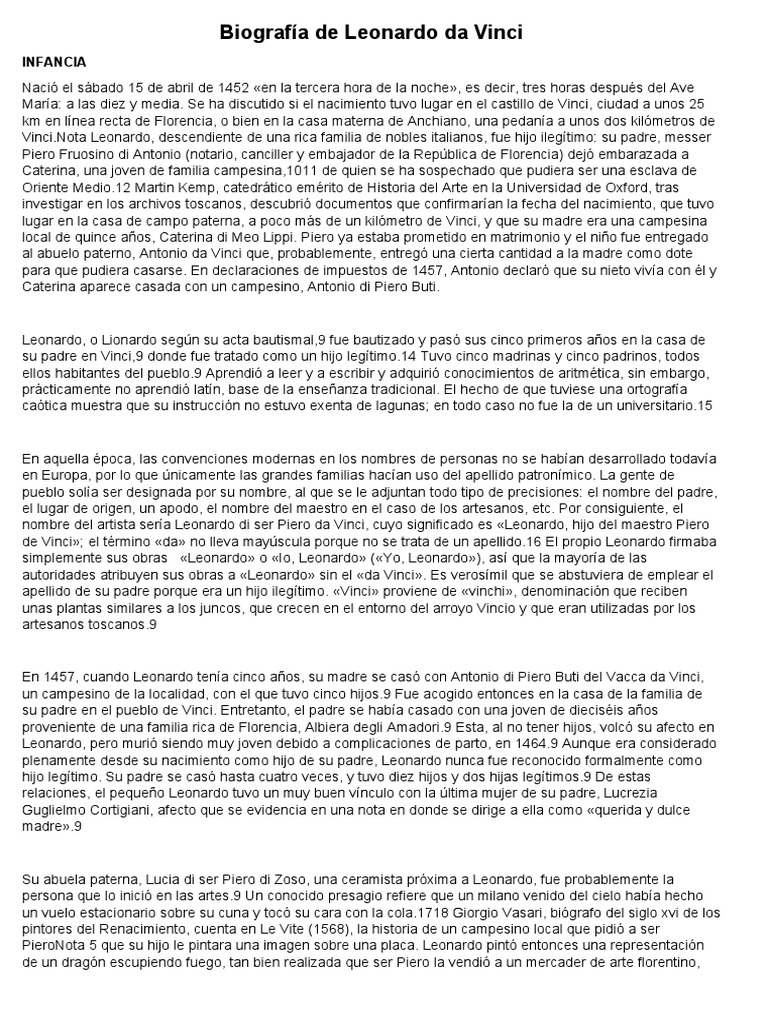 Biografía de Leonardo Da Vinci | PDF | Leonardo Da Vinci