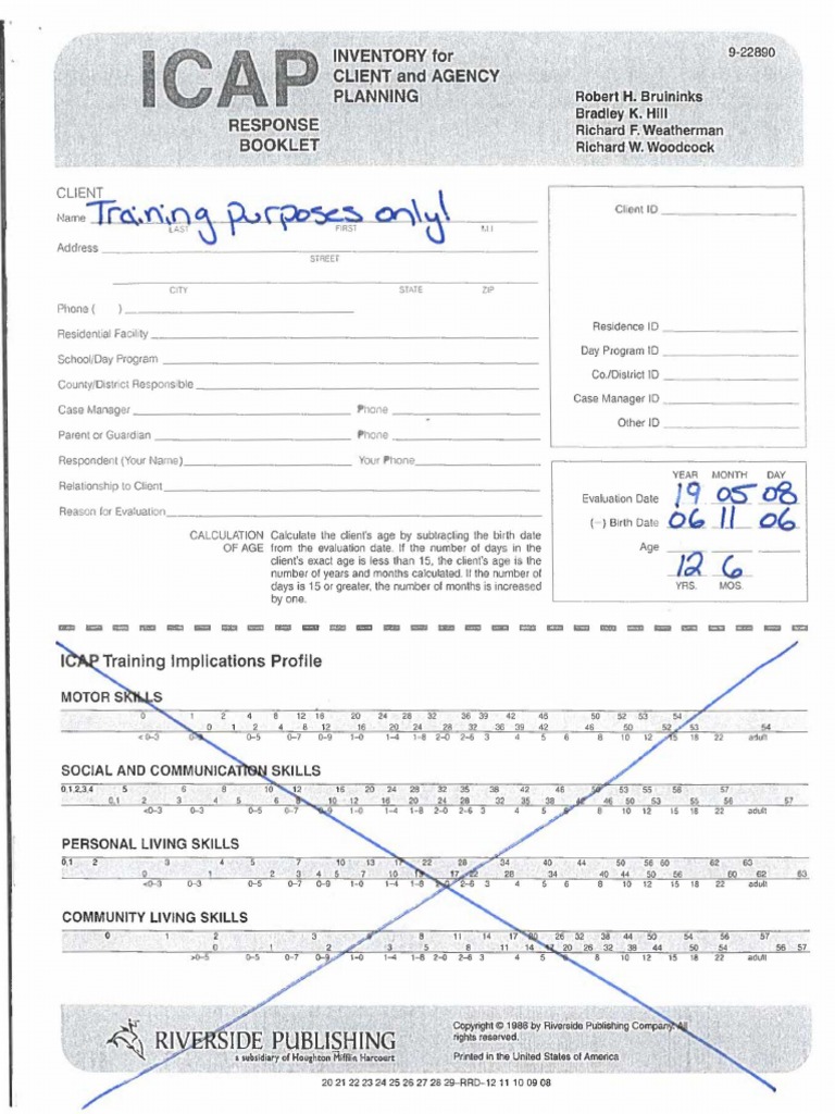 Inventory For Client and Agency Planning (ICAP) - Training Example ONLY ...