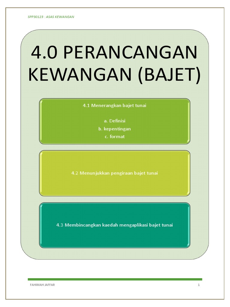 Topik 4 - Perancangan Kewangan (Bajet) | PDF | Pengelolaan Keuangan & Uang