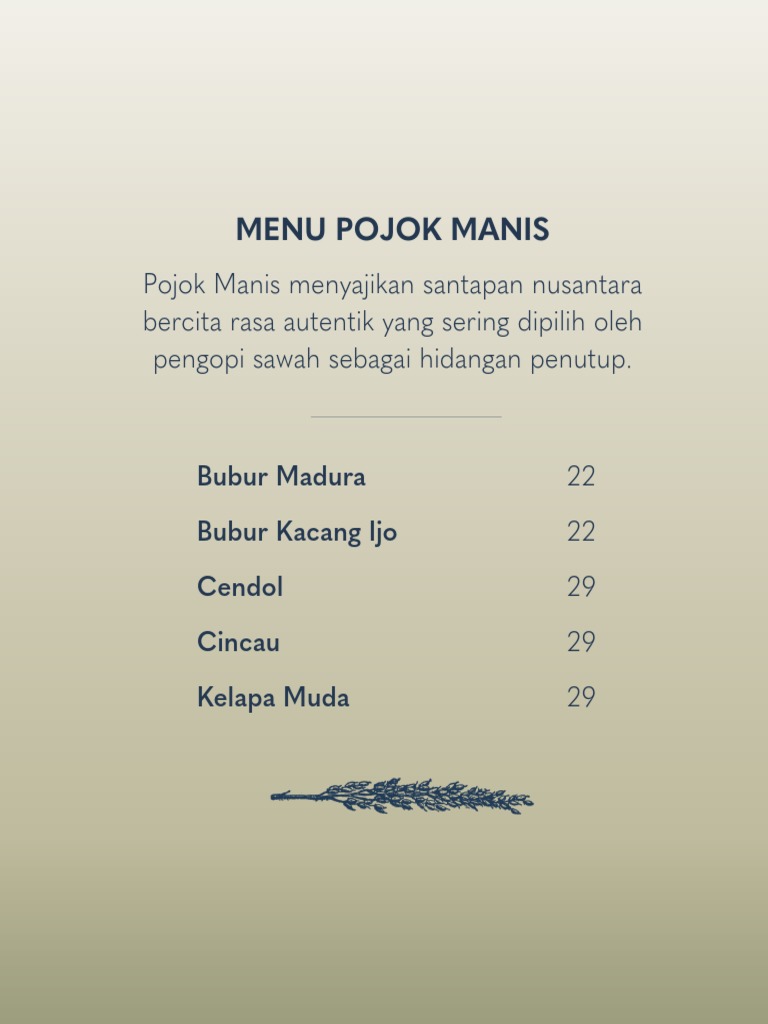 Menu Ngopi Di Sawah | PDF