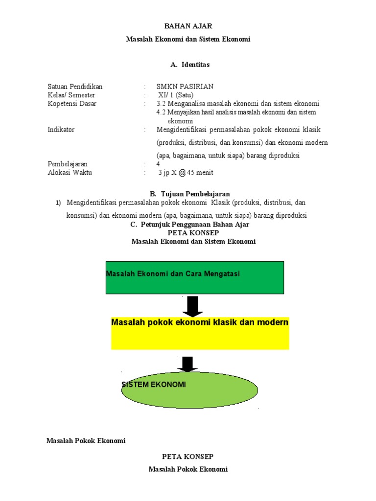 Masalah Pokok Ekonomi Dan Sistem Ekonomi | PDF