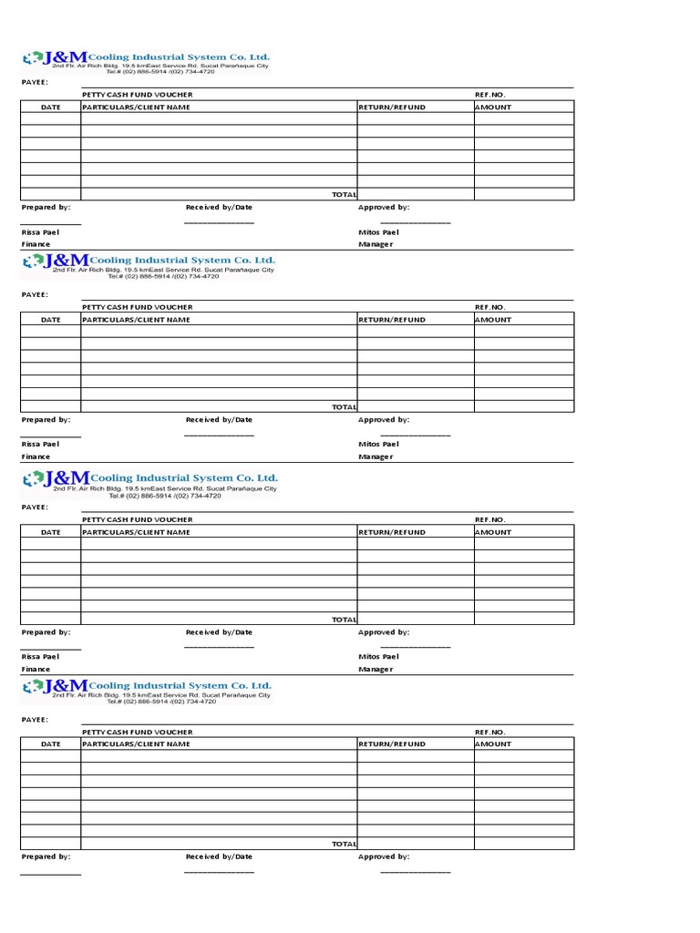 Petty Cash Fund Voucher | PDF | Payments | Financial Services