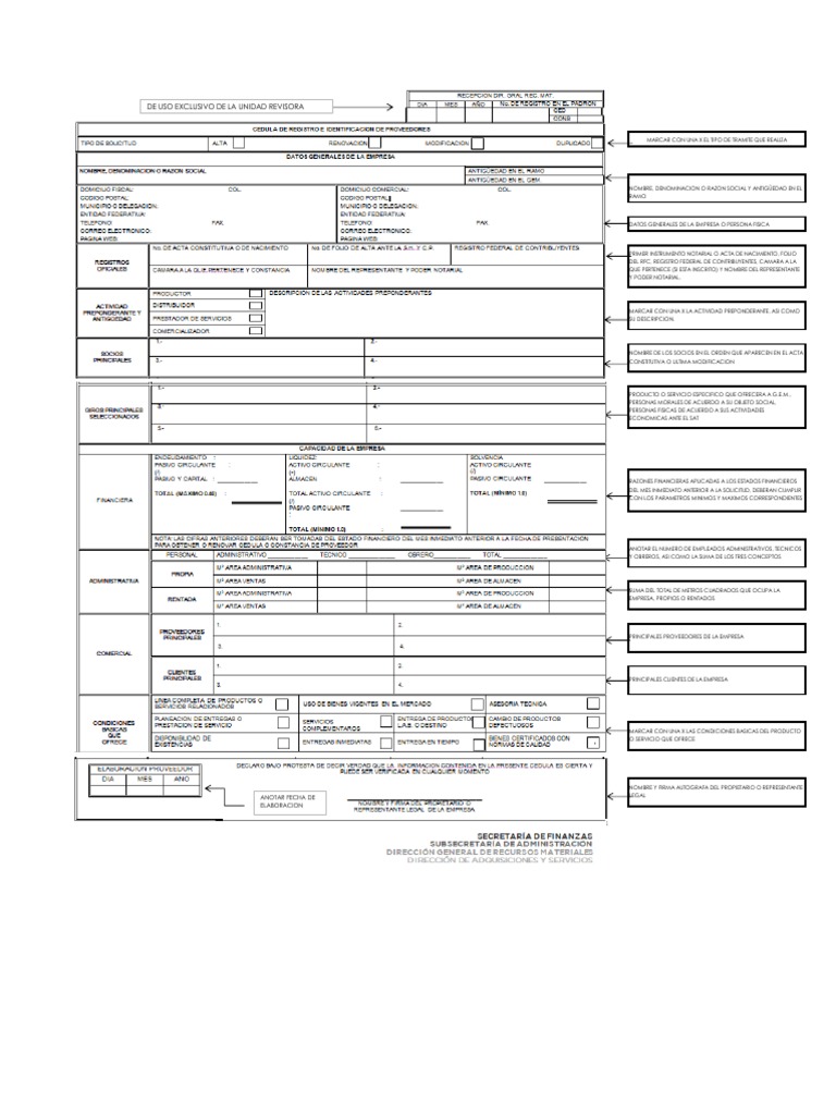 Instructivo para El Llenado de La Cédula de Registro e Identificación ...