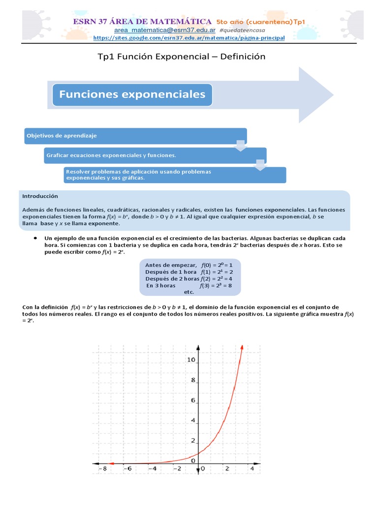 Definición y Características de Funciones Exponenciales | PDF | Funcion ...
