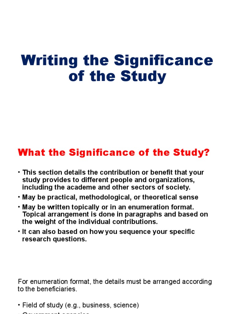 Significance of the Study | PDF