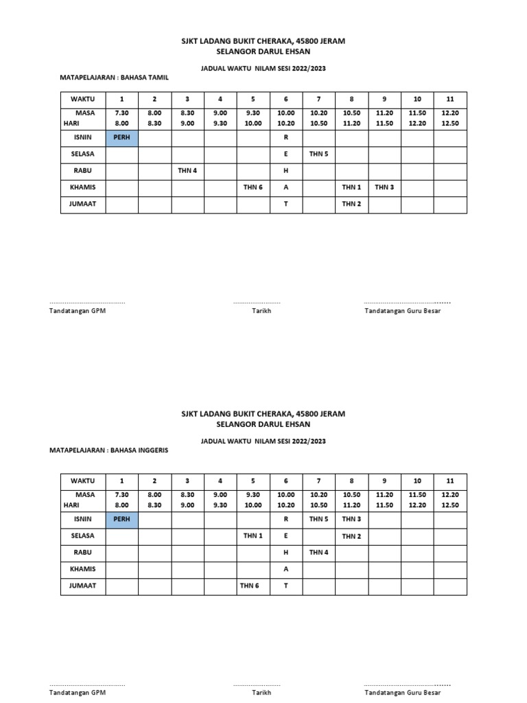 Jadual Nilam 2022 | PDF