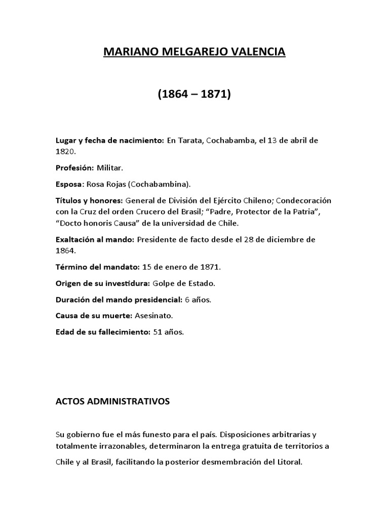 Mariano Melgarejo Valencia - Maria | PDF