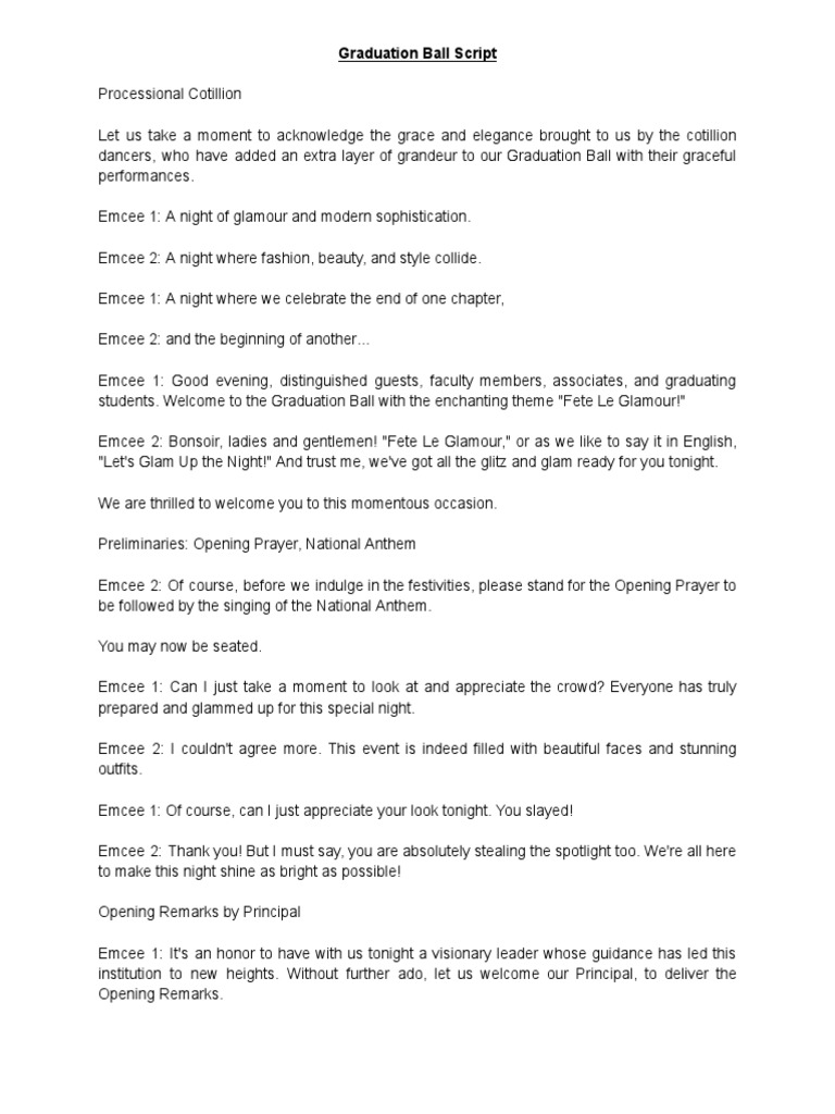 Grad Ball Script | PDF