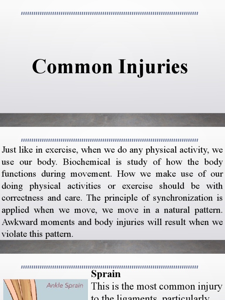 PE L1 Common Injuries | PDF | Injury | Anatomical Terms Of Motion