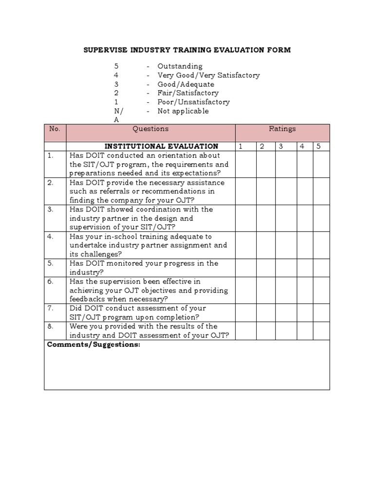 SWBL 5.-Supervised-Industry-Training-Evaluation-Form | PDF | Evaluation | Behavioural Sciences