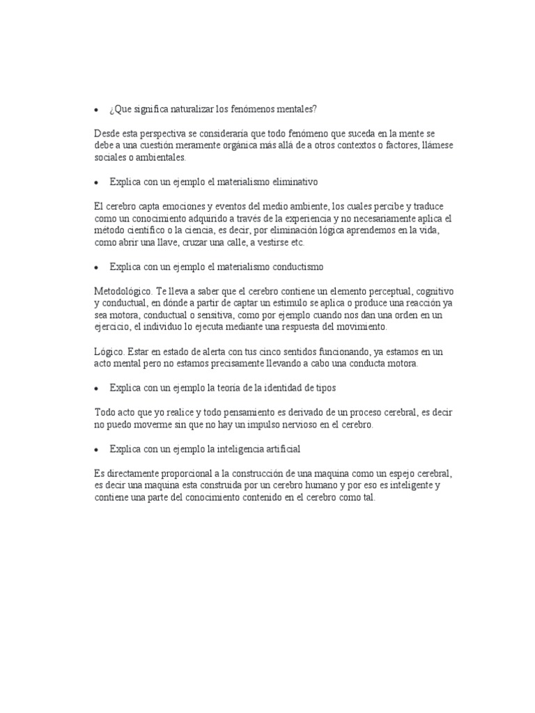 ¿Que Significa Naturalizar Los Fenómenos Mentales | PDF | Crecimiento ...