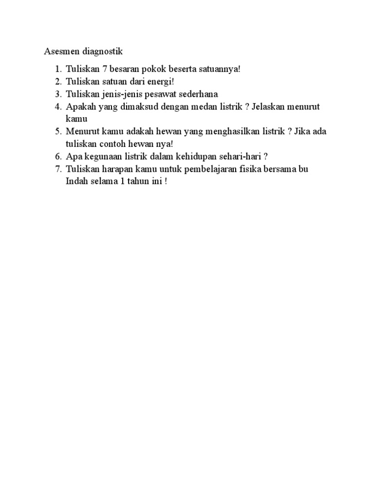 Asesmen Diagnostik Fisika Dasar | PDF