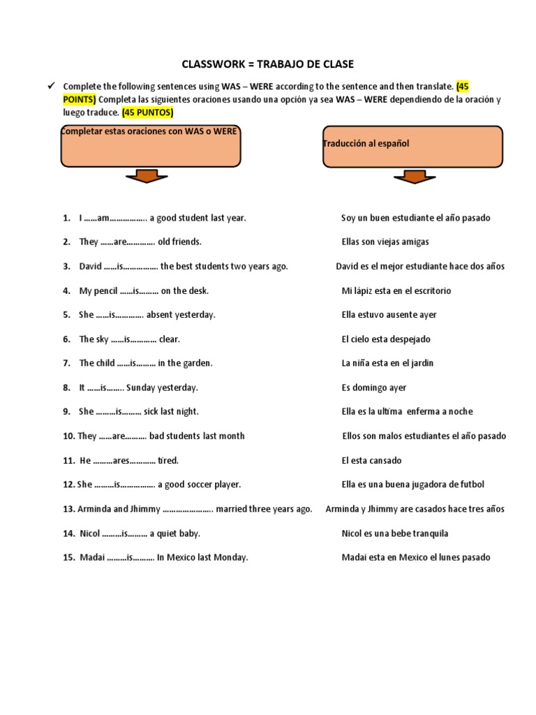CLASSWORK Completar Oraciones | PDF | Artes del Lenguaje y Comunicación