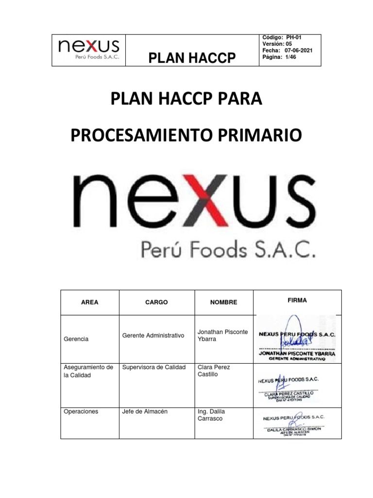 Plan Haccp Nexus Peru Foods | PDF | Technology & Engineering