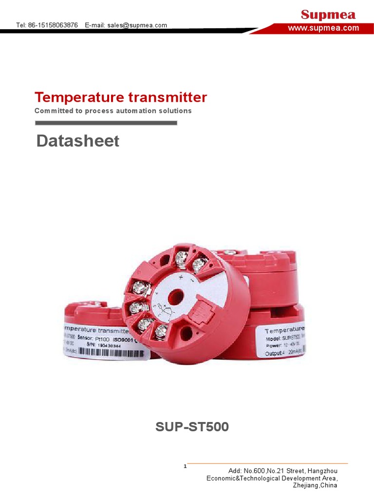 Temperature Transmitter Datasheet | PDF | Celsius | Thermocouple