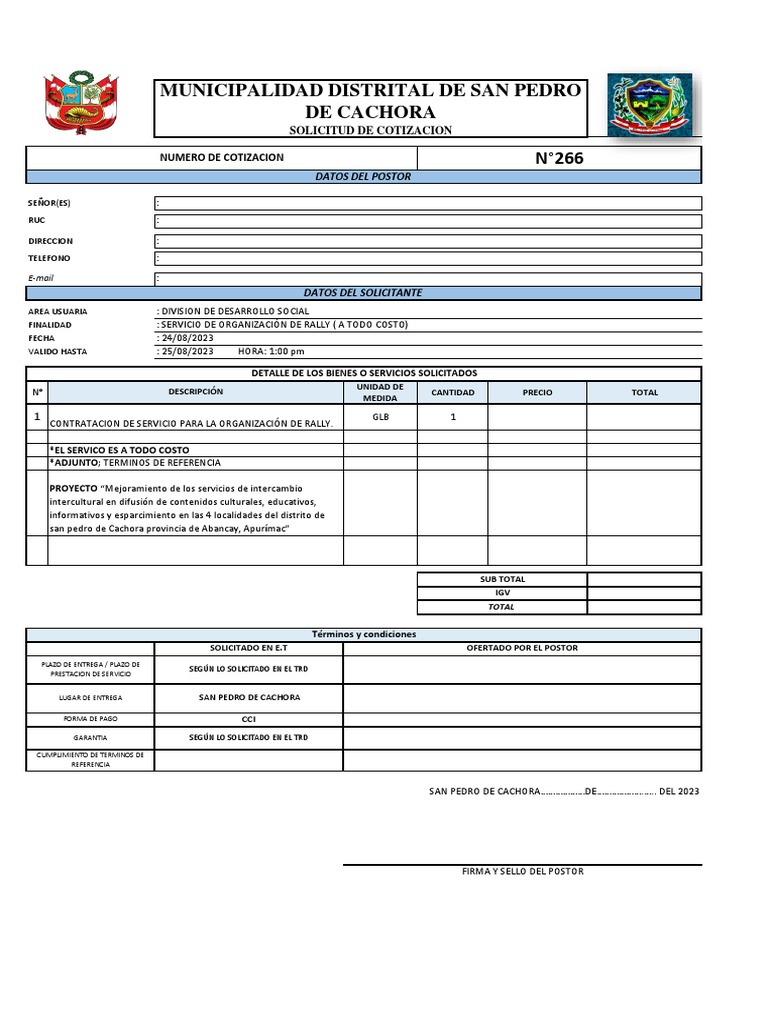 Cotizacion Nâ°266 - Rally | PDF