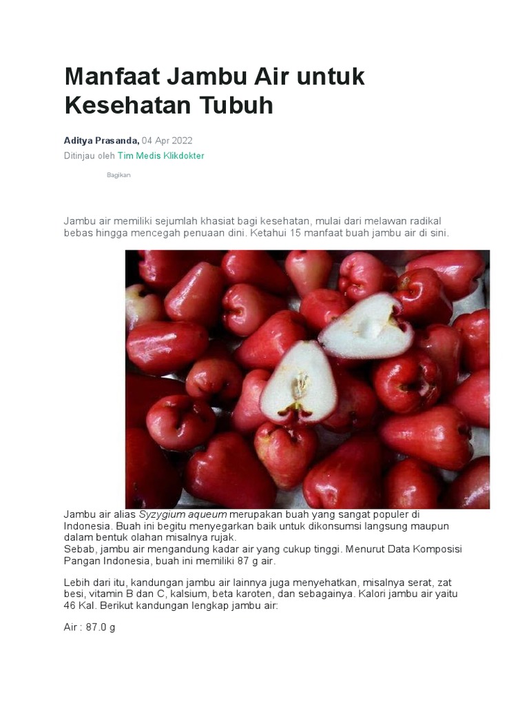 Manfaat Jambu Air Untuk Kesehatan Tubuh | PDF