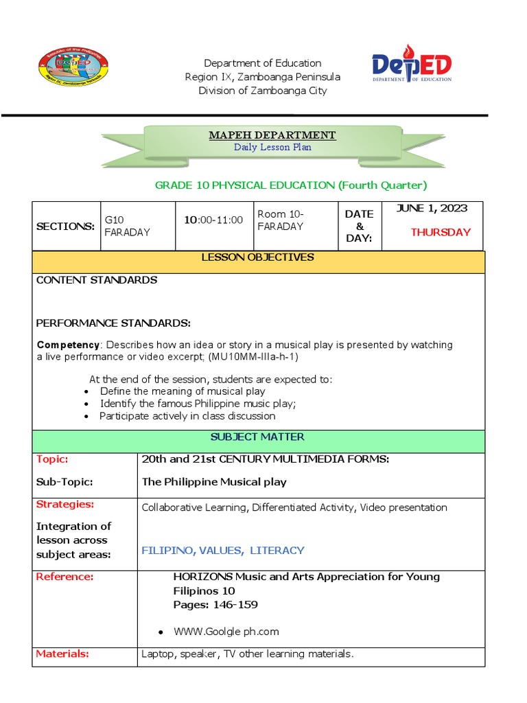 Cot 2 Music 4th Quarter | PDF | Cognition | Learning