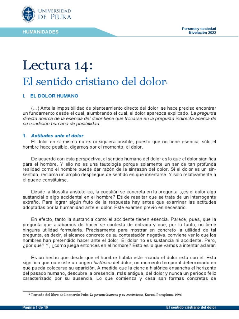 Separata 13 Sentido Cristiano Del Dolor | PDF | Esencia | Amor