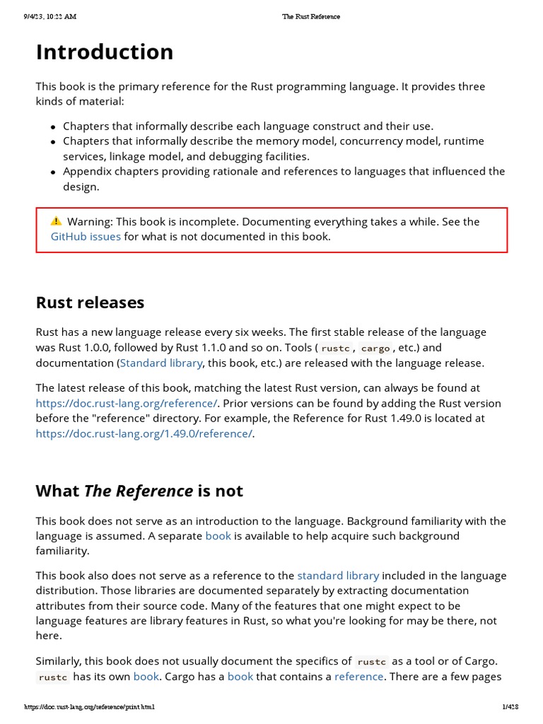 The Rust Reference | PDF | Computer Programming | Grammar