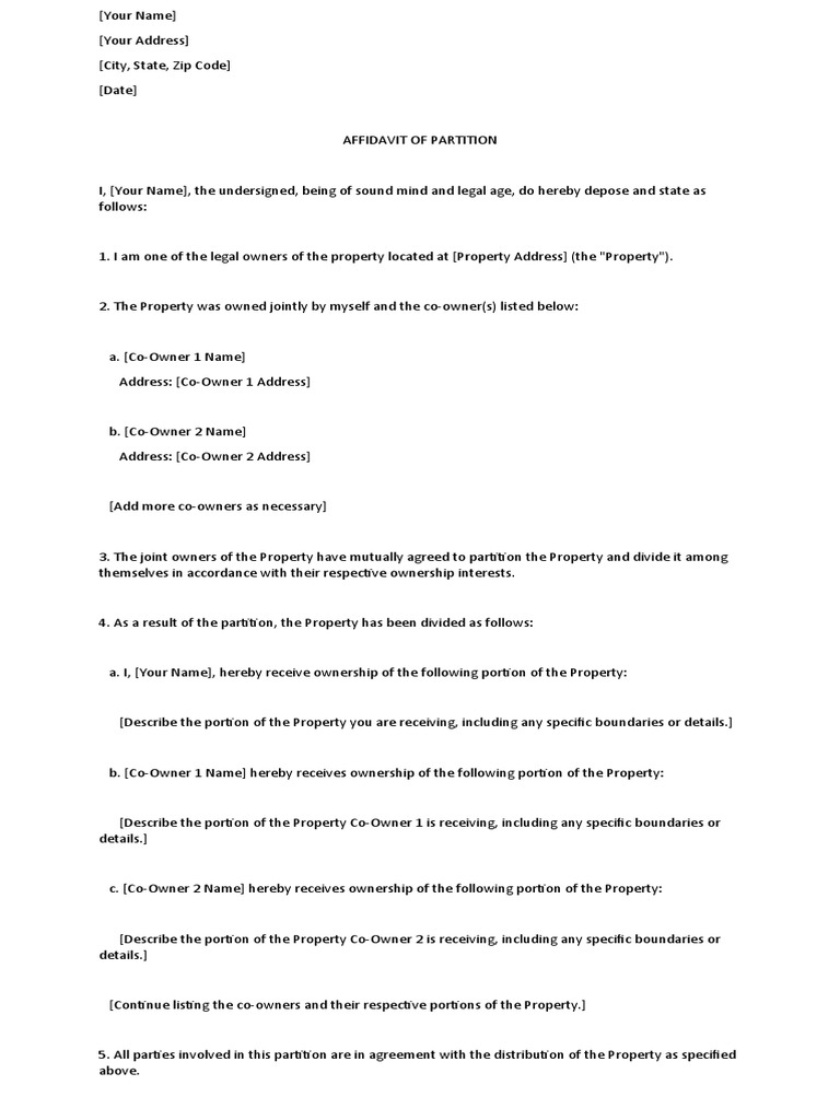 Affidavit of Partition | PDF